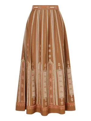 EMPORIO SIRENUSE Emporio Sirenuse Camille Embroidered Cotton-Blend Midi Skirt