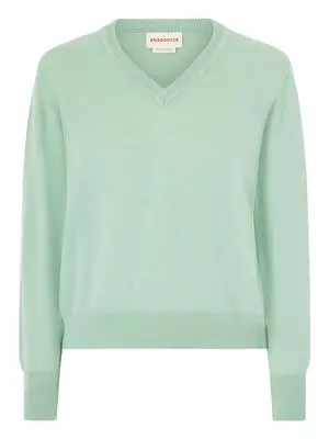 Daughter Slim Cashmere And Cotton-blend V-neck Sweater - Green