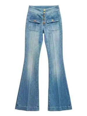 Seafarer Button Flap Pocket Wide Leg Jeans - Blue