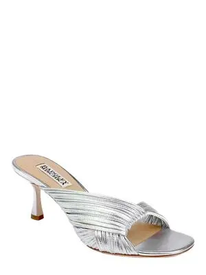 Badgley Mischka Winta Knotted Metallic Sandals - Silver