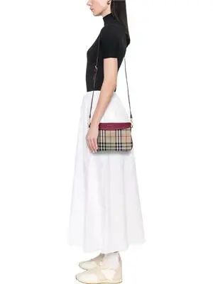Burberry Haymarket Check Canvas Peyton Crossbody Bag - Red