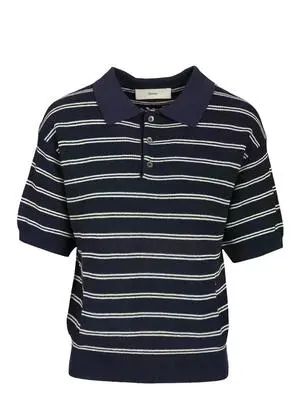 DUNST Striped Knit Polo Blue