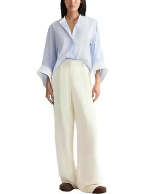 TWP Pleated Wide Leg Trousers - Neutrals
