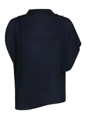 TWP Draped Mock-neck Blouse - Blue