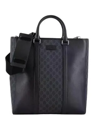 Gucci Gg Coated Canvas And Leather Tote Bag - Black