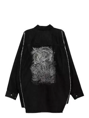 SONGZIO Polyptych Embroidered Denim Shirt - Black