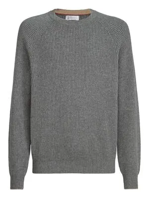 Brunello Cucinelli Ribbed Cashmere Sweater - Grey