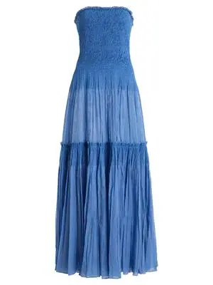 Ulla Johnson Nora Strapless Cotton-silk Maxi Dress - Light Blue