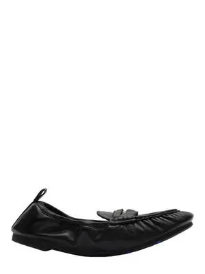 Burberry Leather Loafers With Check Plaque - Black