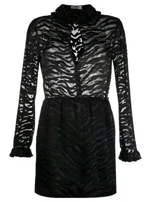 SAINT LAURENT Saint Laurent Zebra Print Sheer Dress