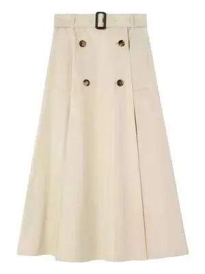 Burberry Gabardine Trench Midi Skirt - Neutrals