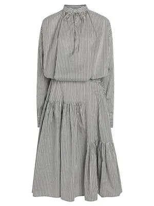 Dries Van Noten Striped Cotton-blend Poplin Midi Dress - Black