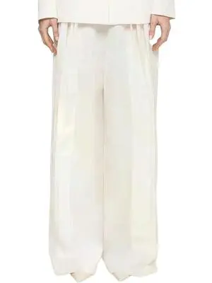 NISSA Mid-rise Linen Trousers - White