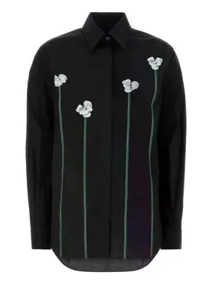 Moschino Floral-appliqué Shirt - Black