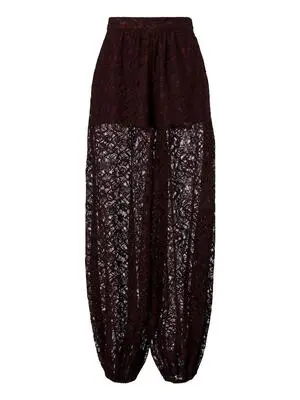ADRIANA DEGREAS Cotton-blend Lace Balloon Pants - Brown