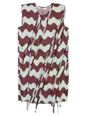 JNBY Pleated Mini Dress With Fringed Hem - Brown
