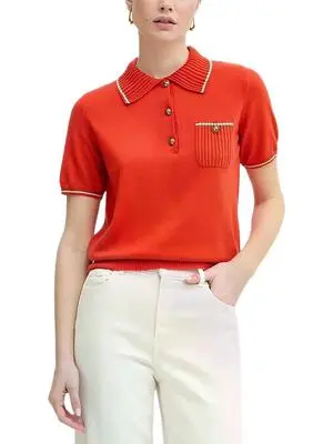 Luisa Spagnoli Ribbed Trimmed Polo Knit - Red