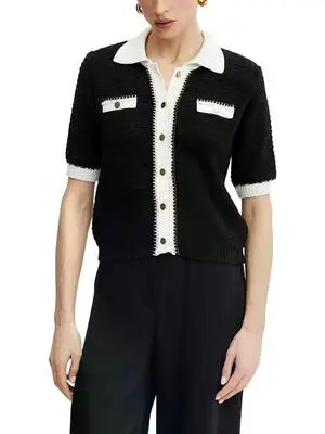 MORGAN Collared Buttoned Cardigan - Black