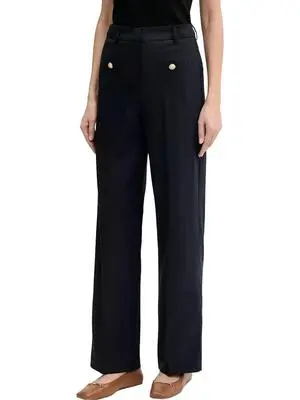 MORGAN Striped Trousers With Button Detail - Blue