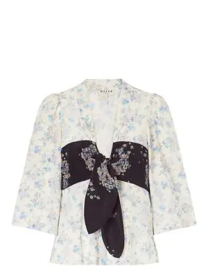 Maison Mayle Kazu Floral-print Silk Top - Multi