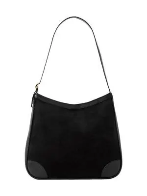 NILI LOTAN Abbey Leather-trimmed Suede Shoulder Bag - Black