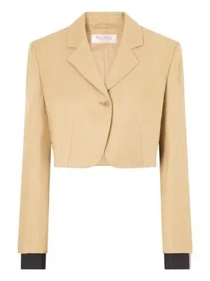 Max Mara Cropped Linen-twill Blazer - Neutrals