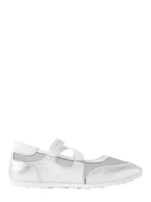 Marni Marni Metallic Leather-Trimmed Mesh Sneakers Silver