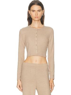 LESET LESET Lauren Crop Cardigan Sable