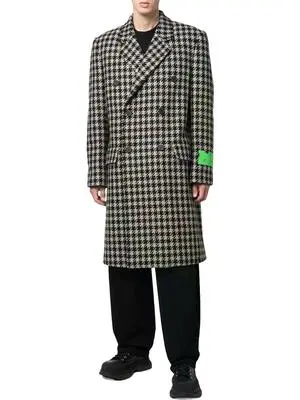 Off-White Double-breasted Houndstooth Coat - Grey