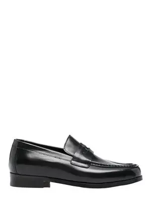 MORGILLO Leather Penny Loafers - Black