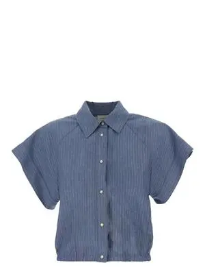 Jacob Cohen Pinstripe-pattern Elasticated-hem Shirt - Blue