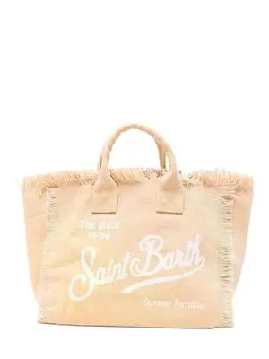 MC2 SAINT BARTH Colette Frayed Logo Tote Bag - Neutrals