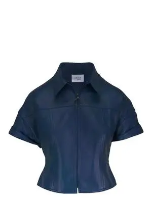Akris Zip-up Leather Jacket - Blue