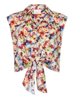 Cinq À Sept Sleeveless Floral Print Top - Red
