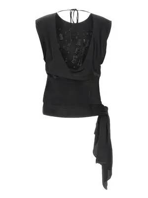 JACQUES Name Jewel-embroidered Top - Black