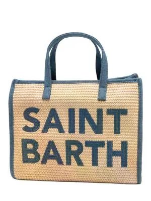 MC2 SAINT BARTH Woven Tote Bag With Logo Embroidery - Neutrals