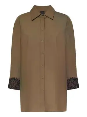 Pinko Poplin Shirt With Lace Details - Green