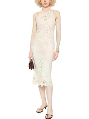 Patrizia Pepe Sleeveless Lace Midi Dress - Neutrals
