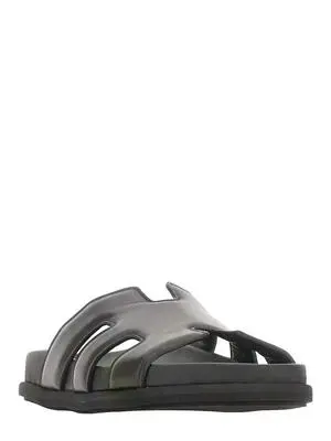 FABI Cut-out Strap Leather Sandals - Black
