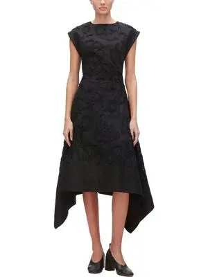 3.1 Phillip Lim Floral Asymmetrical Midi Dress - Black