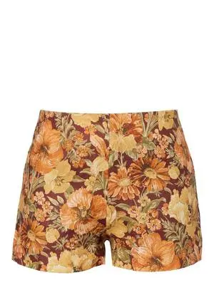 Faithfull The Brand Faithfull Lila Floral Linen Shorts Brown