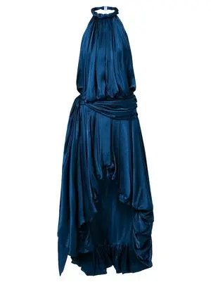 Zimmermann Alchemy Gathered Silk Satin Maxi Dress - Blue