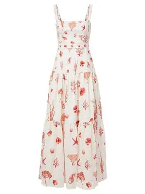 Agua Bendita Lima Printed Linen Maxi Dress - White