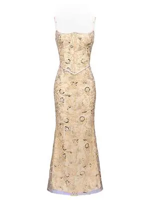 House Of Cb Naima Embellished Mesh Maxi Dress - Peach