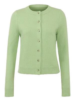 House Of Cb Round Neck Long Sleeve Wool-blend Cardigan - Matcha