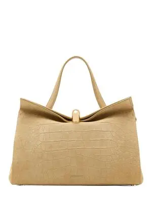 Jacquemus The Small Valérie Croc-Effect Suede Bag Neutral