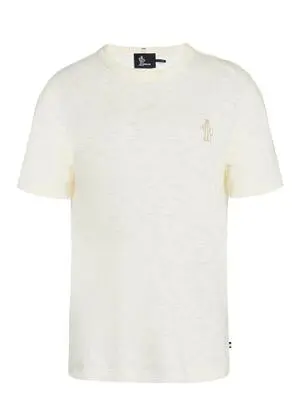 Moncler Cotton Jersey Embroidered Emblem T-shirt - Ivory