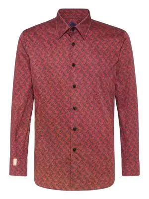 BILLIONAIRE Leaf-collar Patterned Shirt - Red