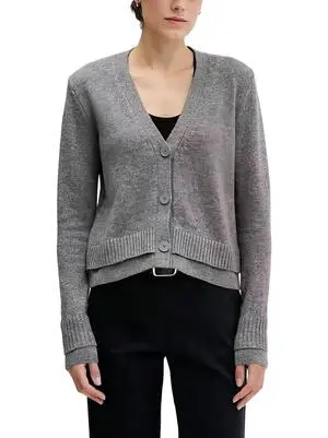 Sisley Button-down V-neck Cardigan - Grey