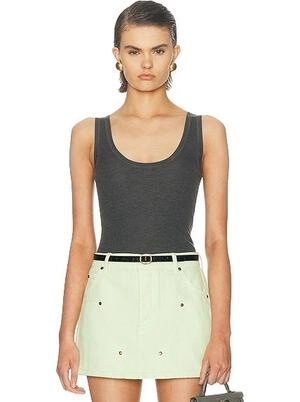 Renggli Scoop Neck Rib Tank Top - Graphite